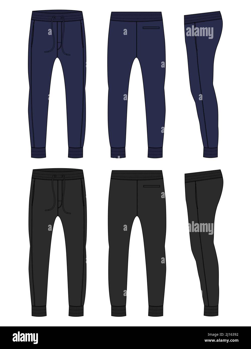 Fleece Fabric Jogger Sweatpants Overall Technical Fashion Flat Sketch