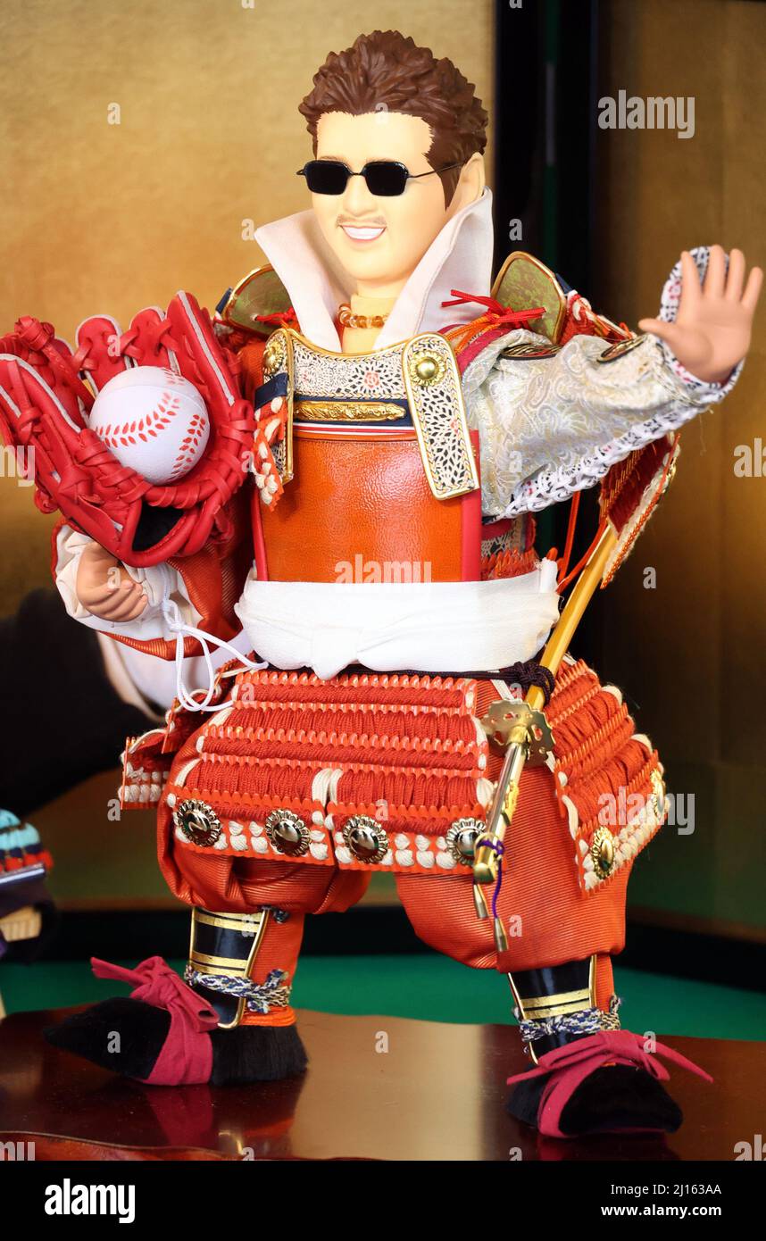 Tokyo, Japan. 23rd Mar, 2022. Japanese doll maker Kyugetsu displays a ...