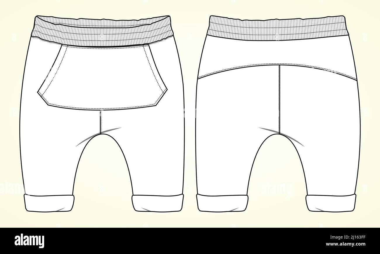 Sweatpants Fashion flat sketch vector illustration template For Kids ...