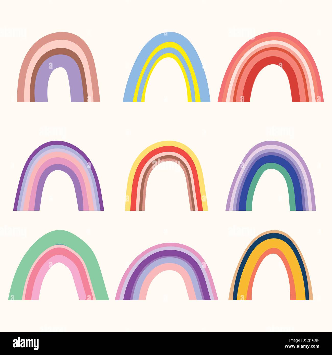 Trendy isolated colorful hand drawn rainbows. Design for invitation ...