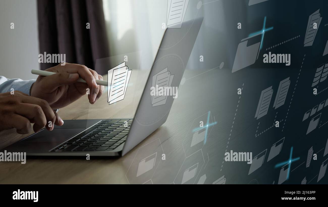 Businessman working reading documents graph financial to job succes ...