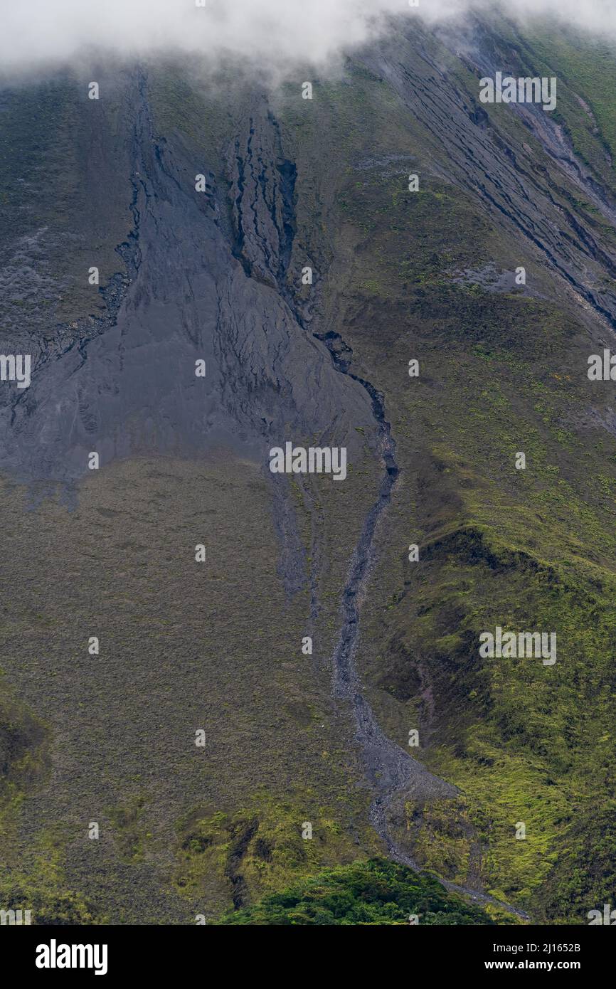 Beautiful cinematic aerial view of the Arenal Volcano in Costa Rica ...