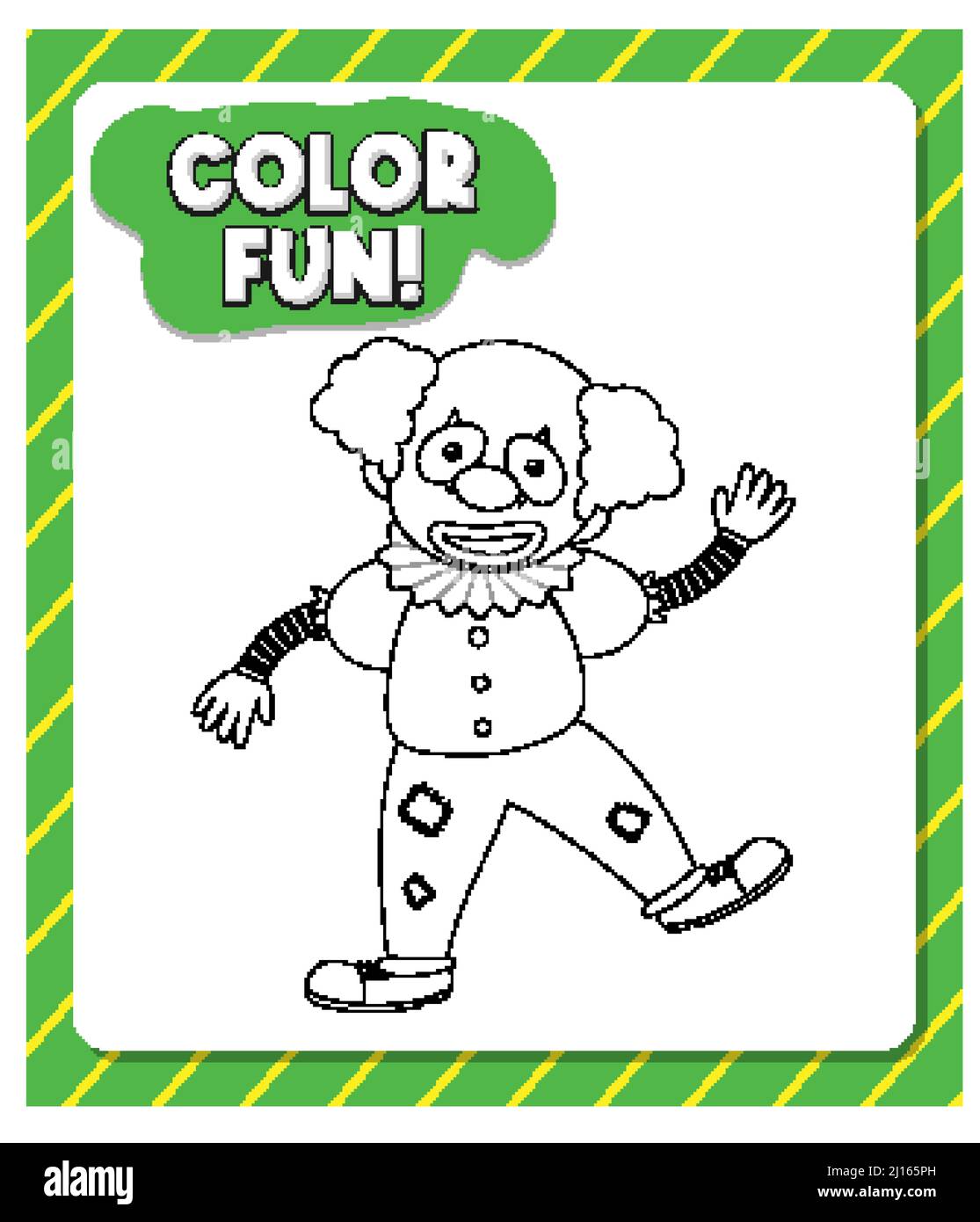 Worksheets template with color fun! text and clown outline illustration ...