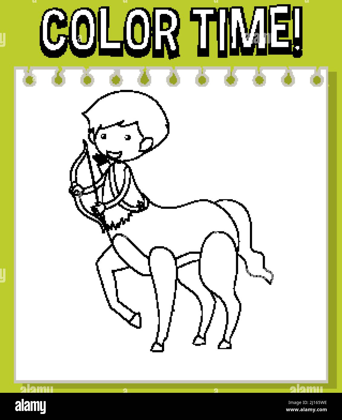 Worksheets template with color time! text centaur outline illustration ...