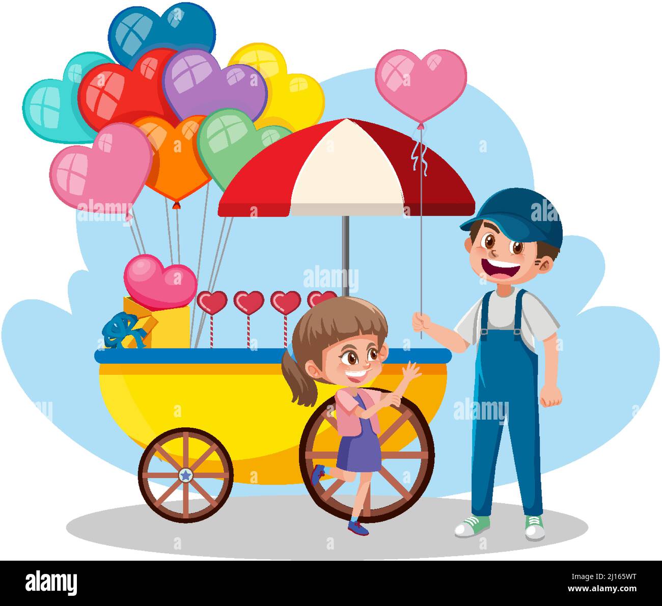Street food cart concept with candy cart illustration Stock Vector ...