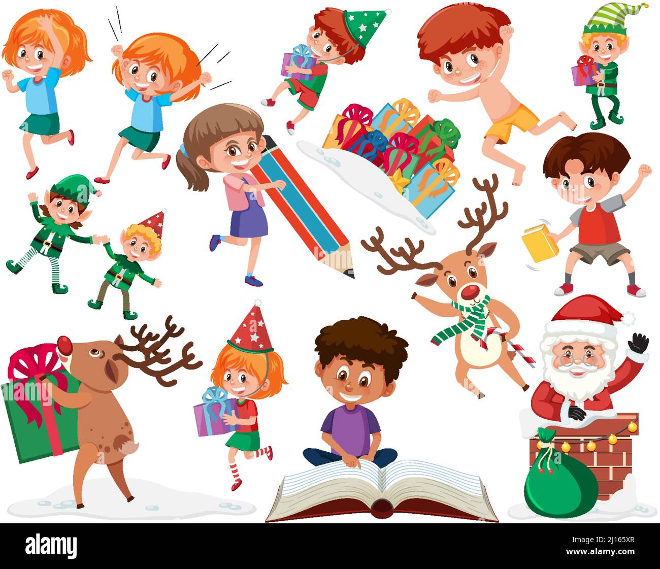Collection of many kids doing different activities illustration Stock ...