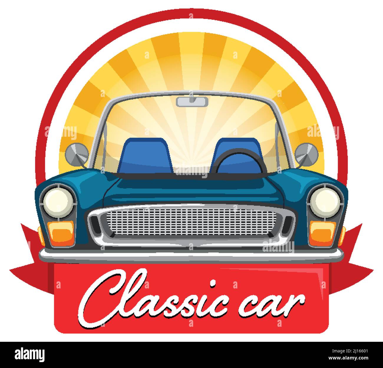 The classic car concept with old car front view illustration Stock ...