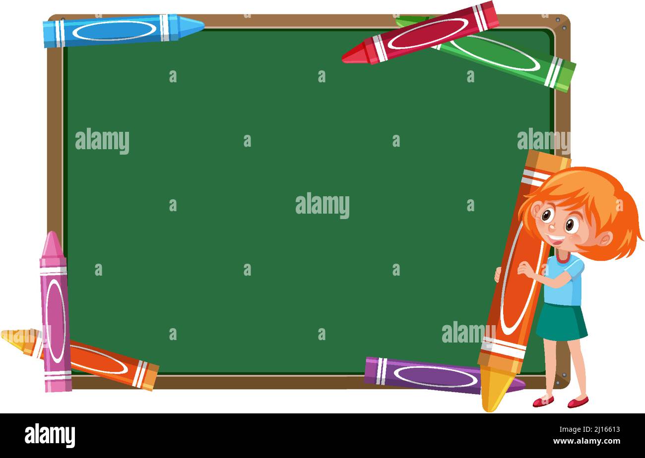 Empty board template with children cartoon character illustration Stock ...