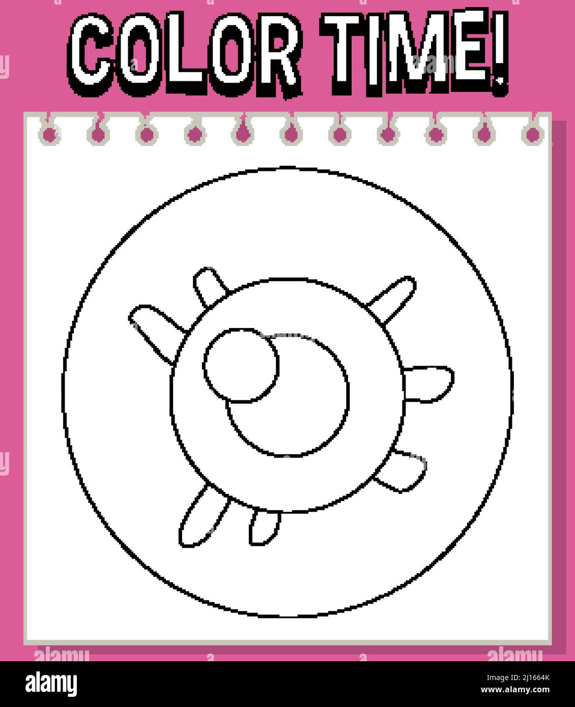 Worksheets template with color time! text eyeball outline illustration ...
