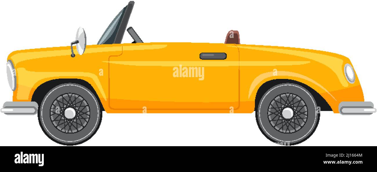 Classic yellow car in cartoon style illustration Stock Vector Image ...