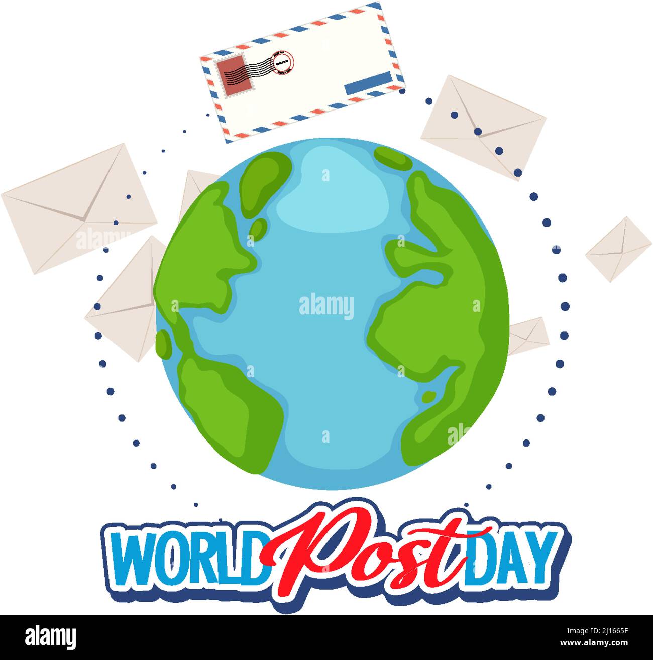 World Post Day word logo with earth globe illustration Stock Vector ...