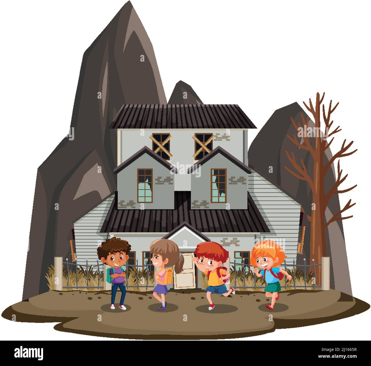 Isolated scene with abandoned house illustration Stock Vector Image ...