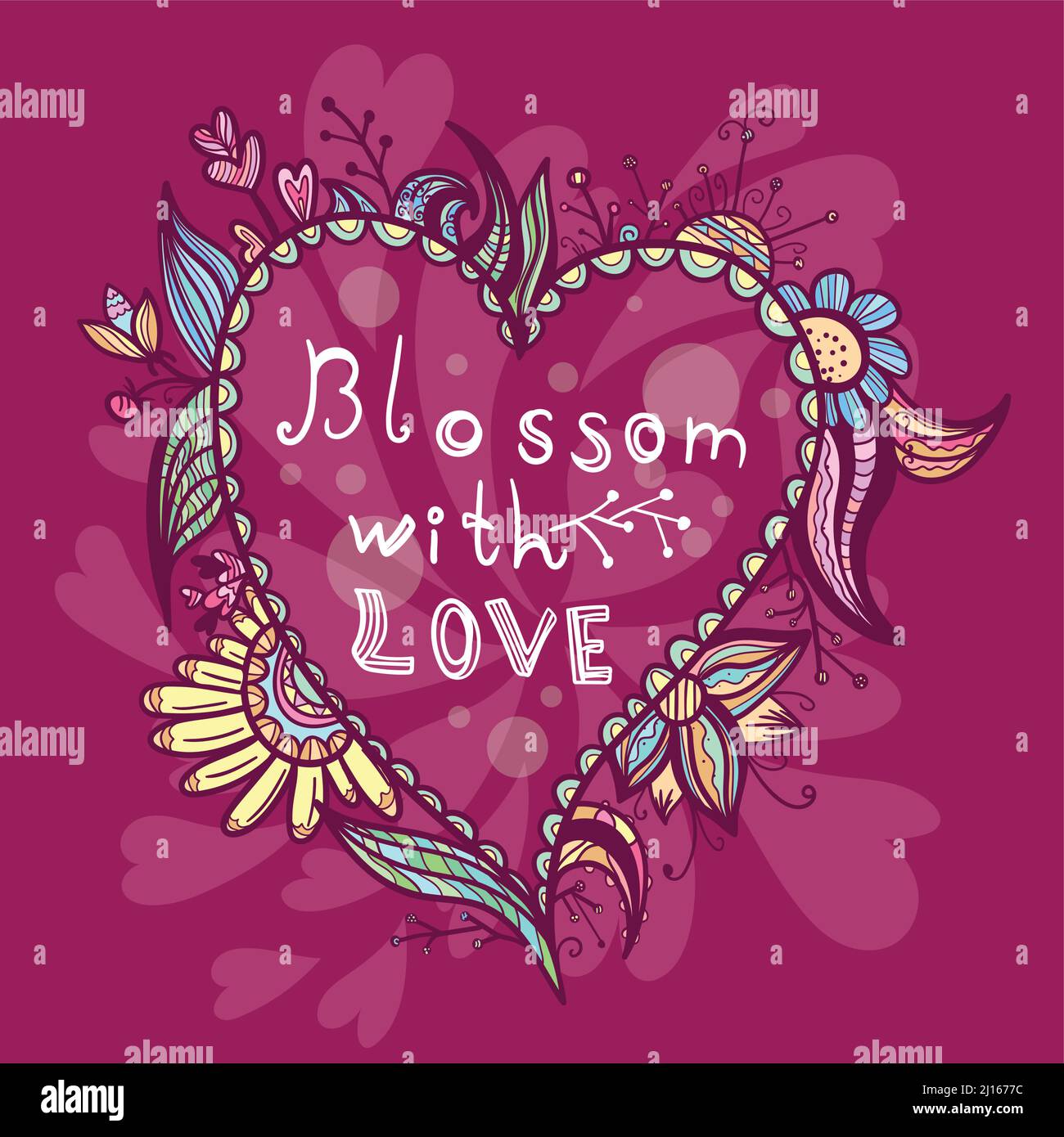 spring card with heart shape Stock Vector Image & Art - Alamy