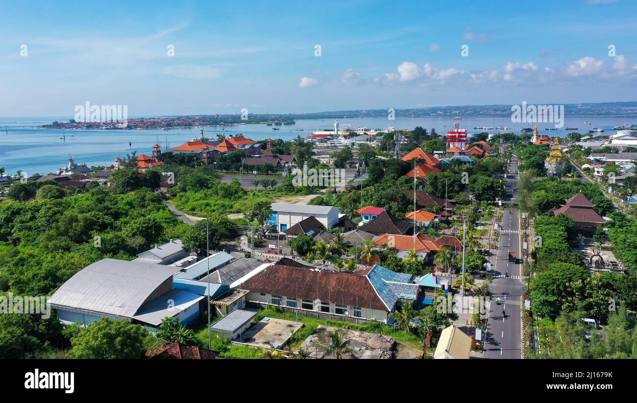 Aerial communications and control tower at sunrise surrounded by ...