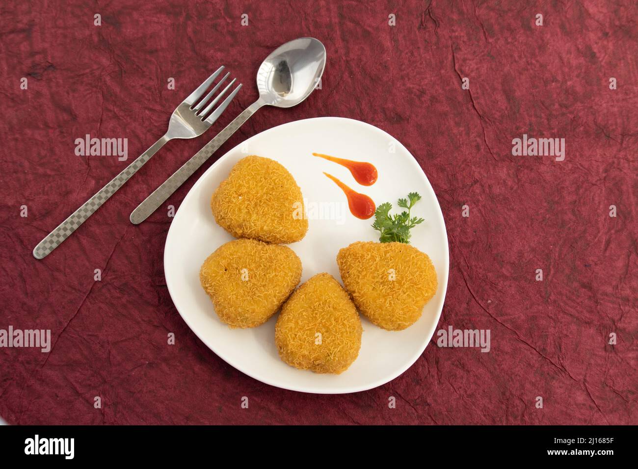 Heart Shaped Veg Paneer Cutlet Tikki With Bhujia Sev Coating Made Of ...
