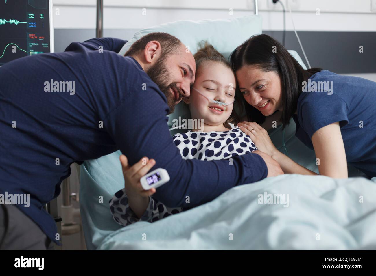 Sick mother hugging children hi-res stock photography and images - Alamy