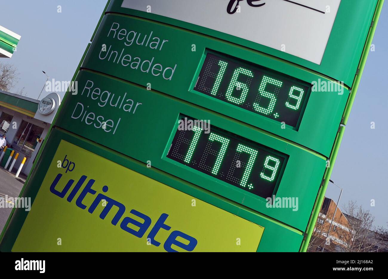 Peterborough, UK. 22nd Mar, 2022. A BP garage in Peterborough today ...