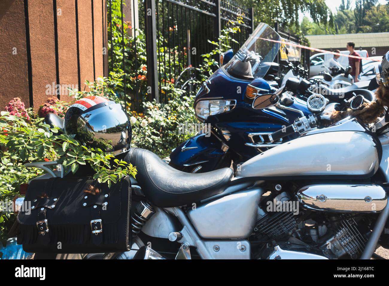 Motorcycles in the parking lot. Retro motorcycle Stock Photo - Alamy