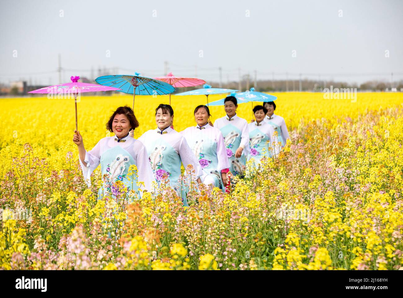 HAIAN, CHINA - MARCH 23, 2022 - Villagers wearing cheongsam show in a ...