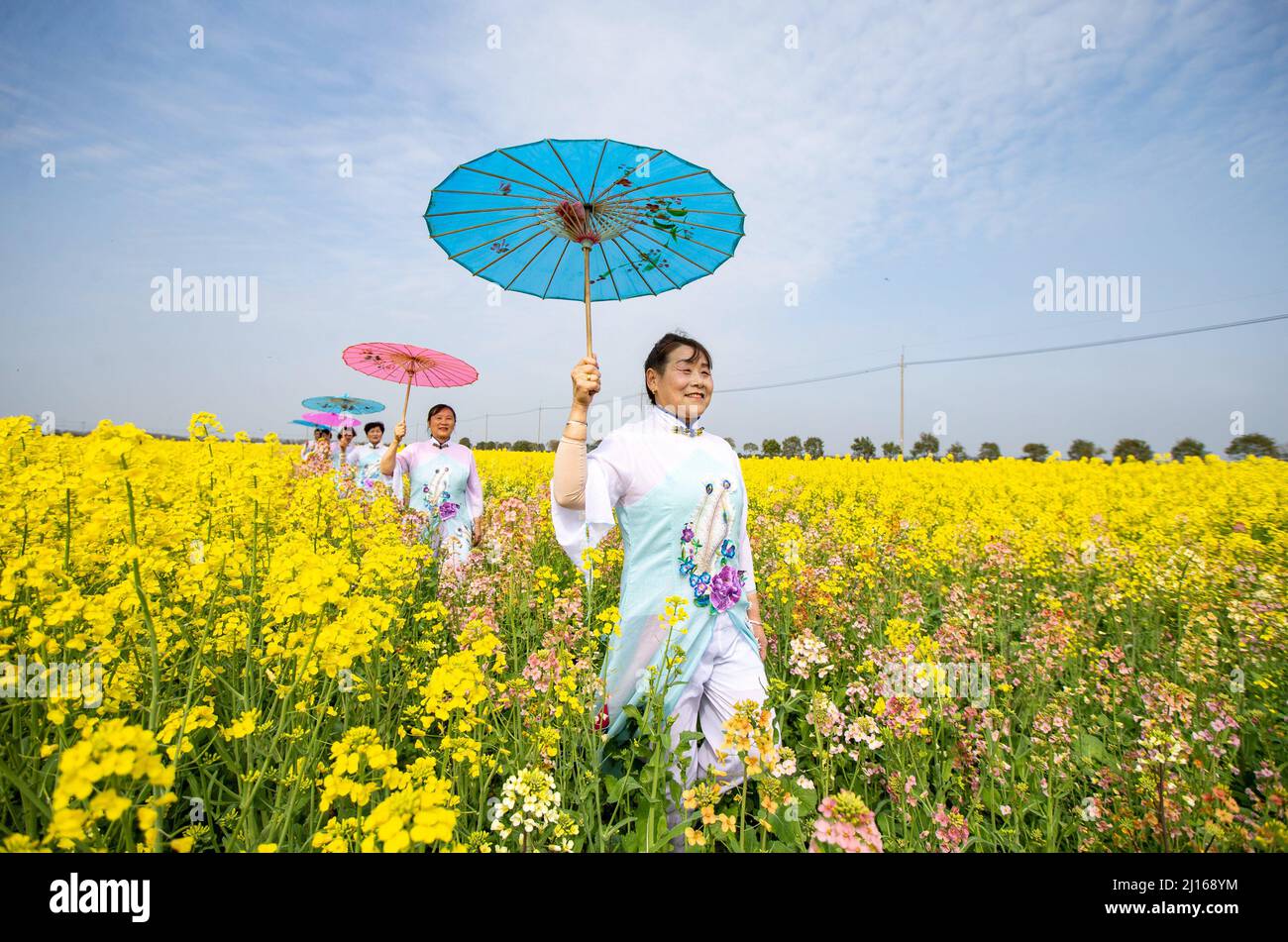 HAIAN, CHINA - MARCH 23, 2022 - Villagers wearing cheongsam show in a ...