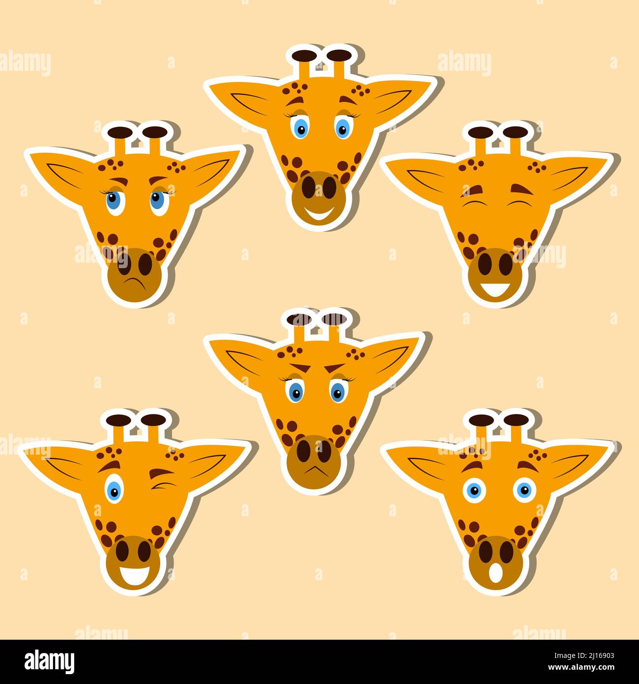 A set of cartoon character emoji stickers. stickers with giraffe ...