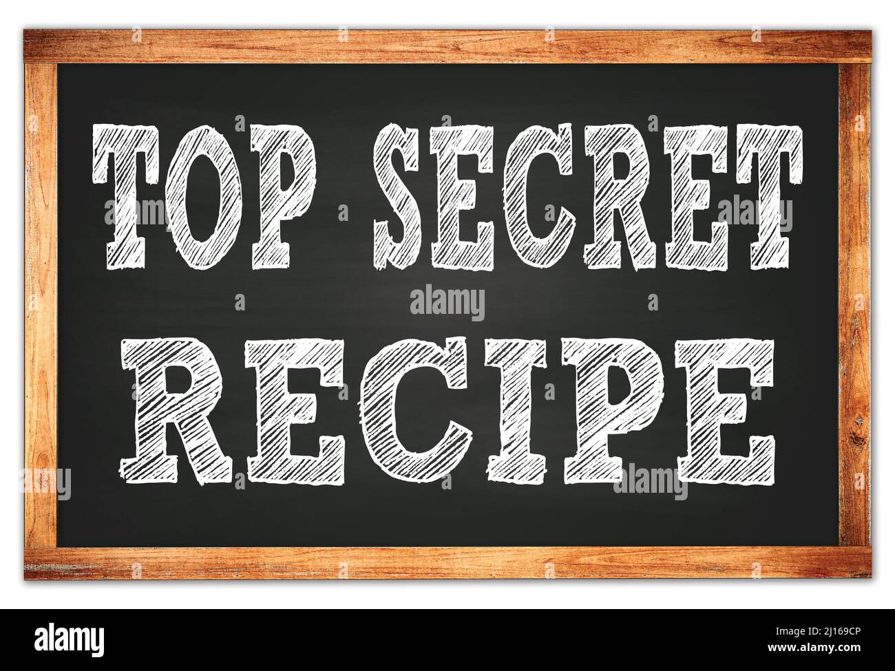TOP SECRET RECIPE written on black wooden frame school blackboard Stock ...