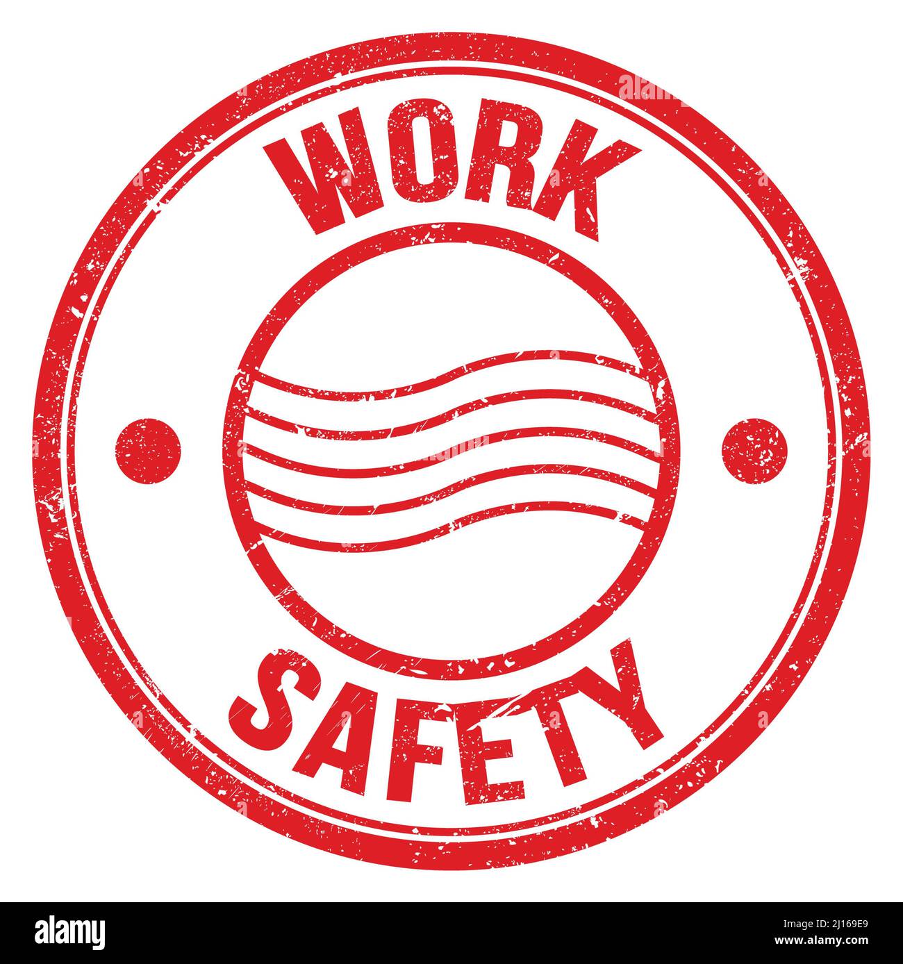 WORK SAFETY text written on red round postal stamp sign Stock Photo - Alamy
