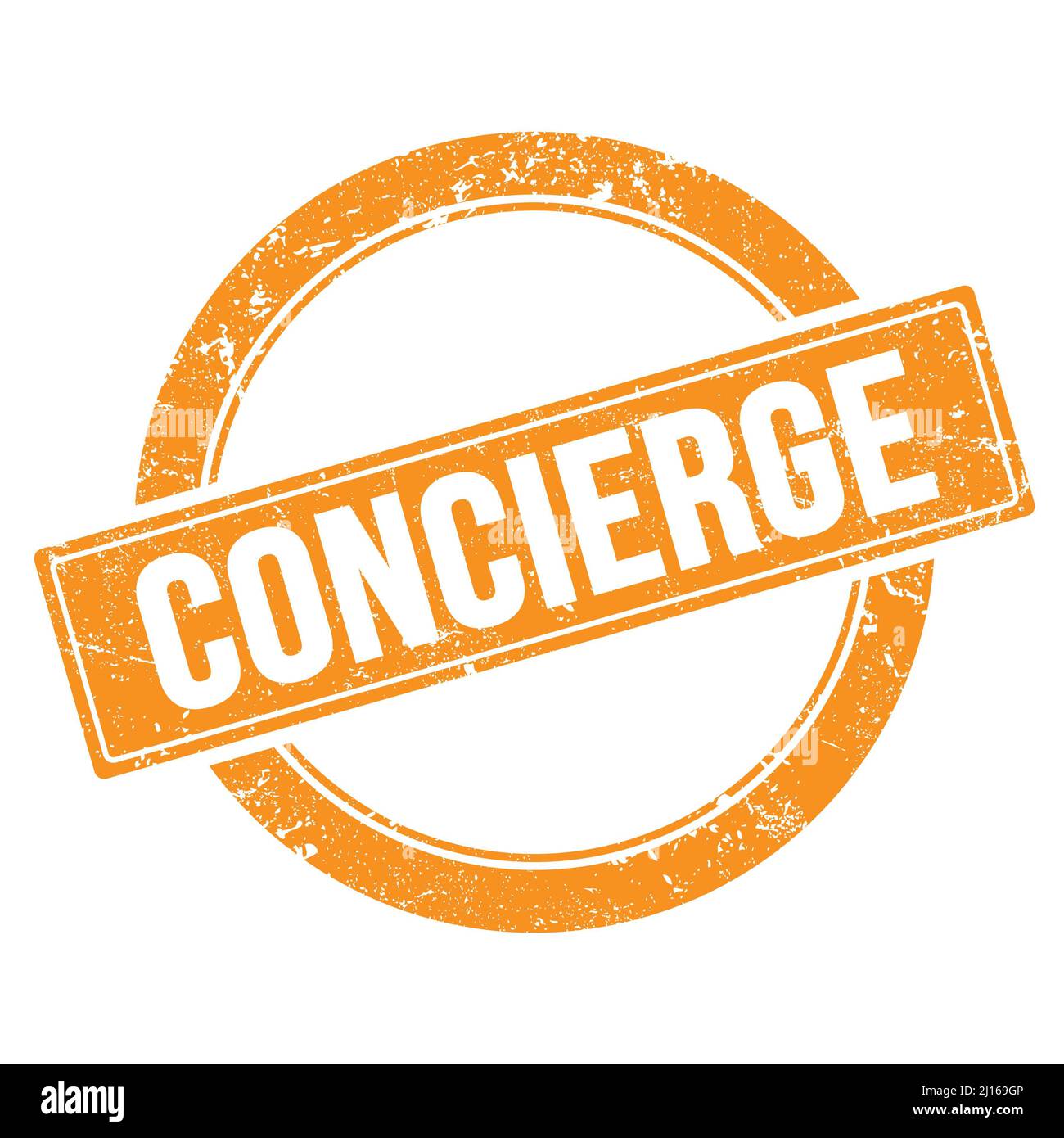 CONCIERGE text on orange grungy round vintage stamp Stock Photo - Alamy