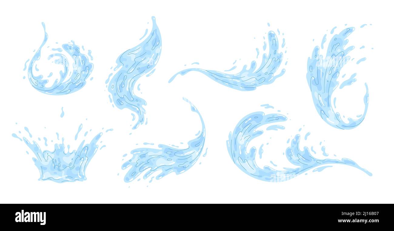 Splashes of water, various forms of waves. Vector illustration Stock ...