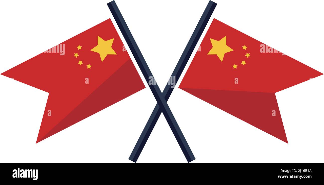 Two crossed Chinese flags icon. Editable vector Stock Vector Image ...