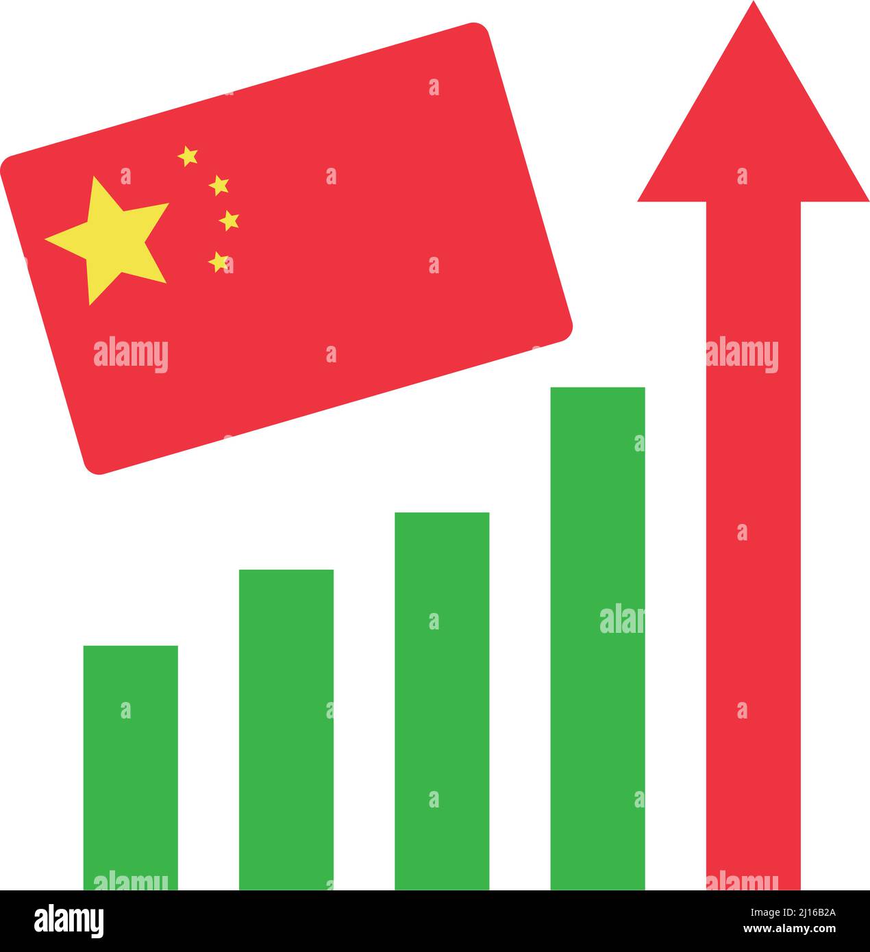 China's economic growth. Chinese flag and bar graph. Editable vector ...