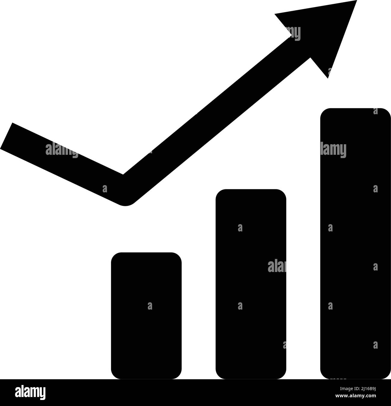 Bar chart with rebounding and rising arrows, chart. Editable vector ...