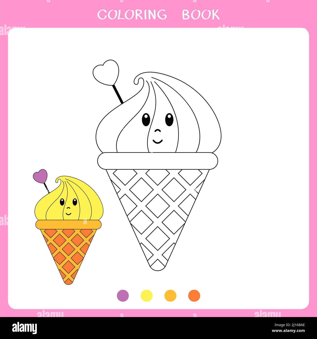 Cute lemon ice cream for coloring book Stock Photo - Alamy