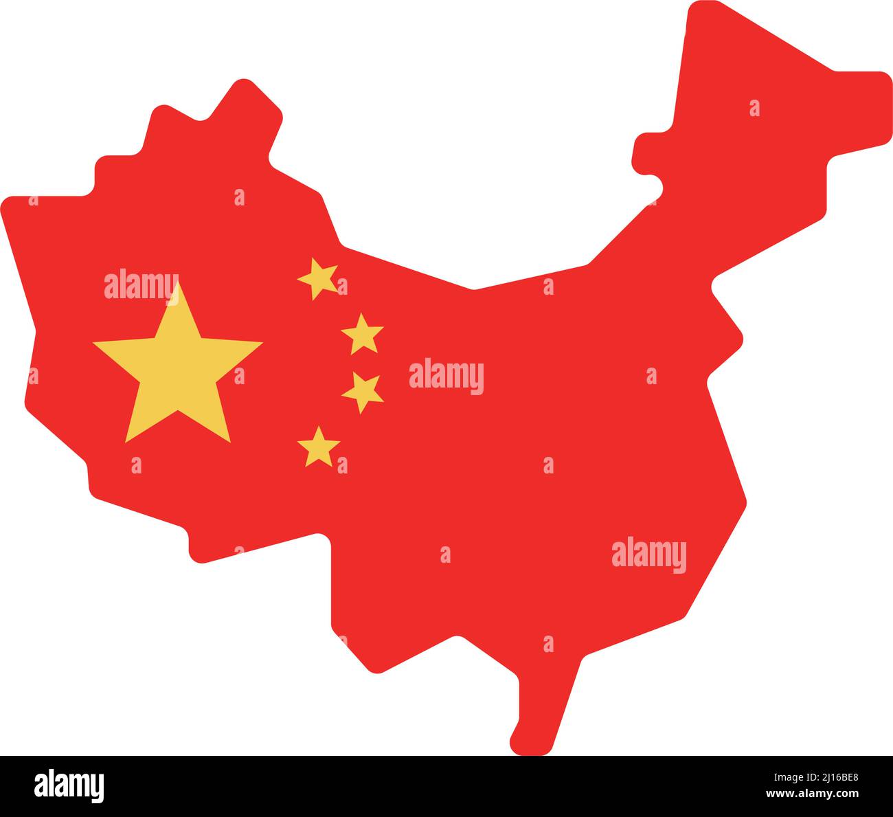The Chinese flag in the shape of the Chinese mainland. Editable vector ...