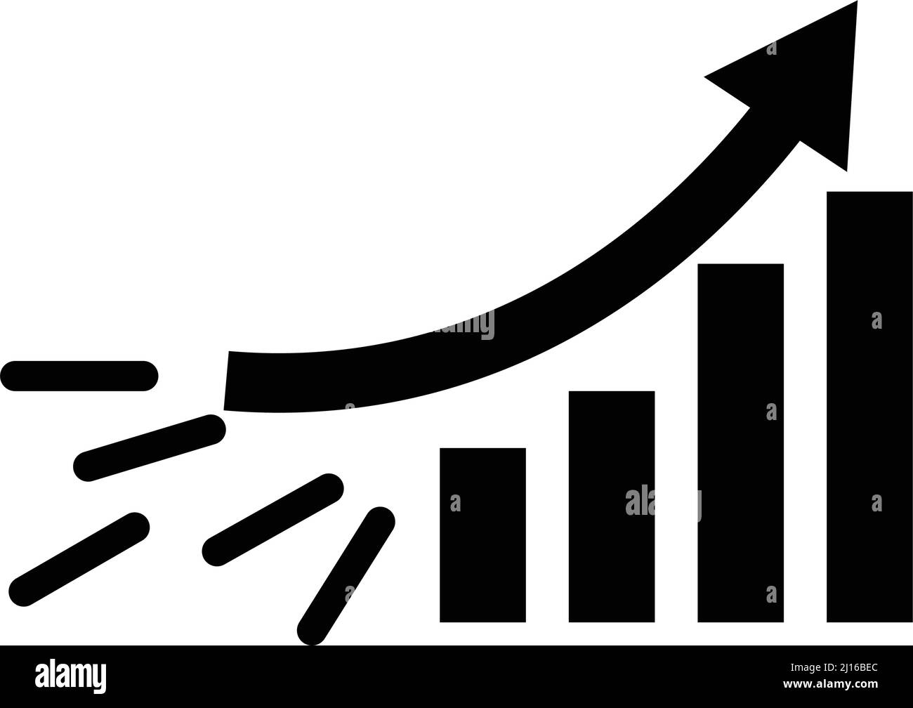 Rapidly growing bar chart with arrows. Rising sales. Editable vector ...
