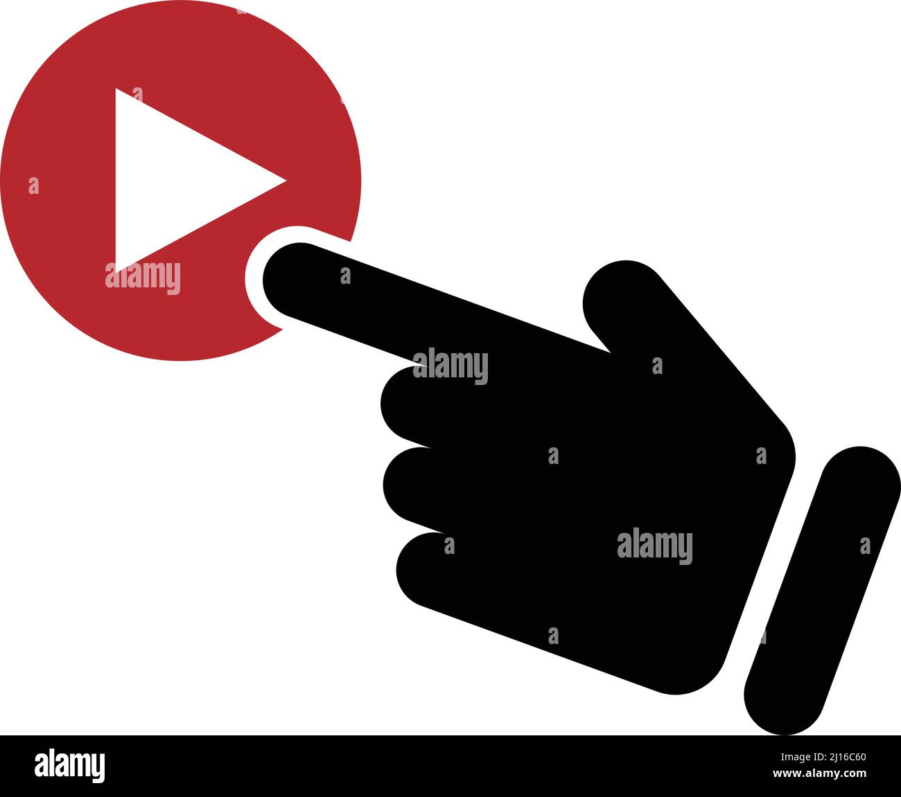 Silhouette icon of a hand clicking the play button. Editable vector ...