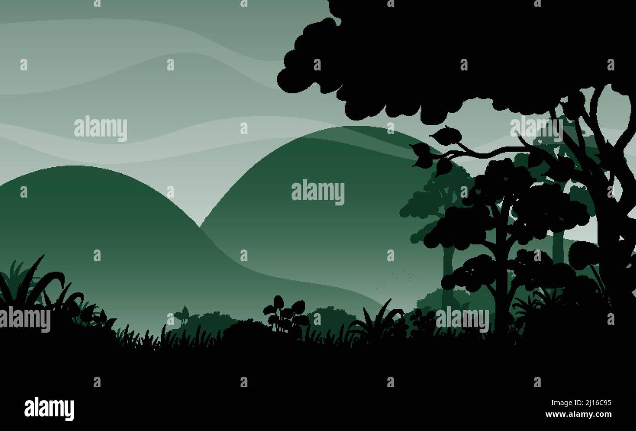 Silhouette shadow of forest scene illustration Stock Vector Image & Art ...