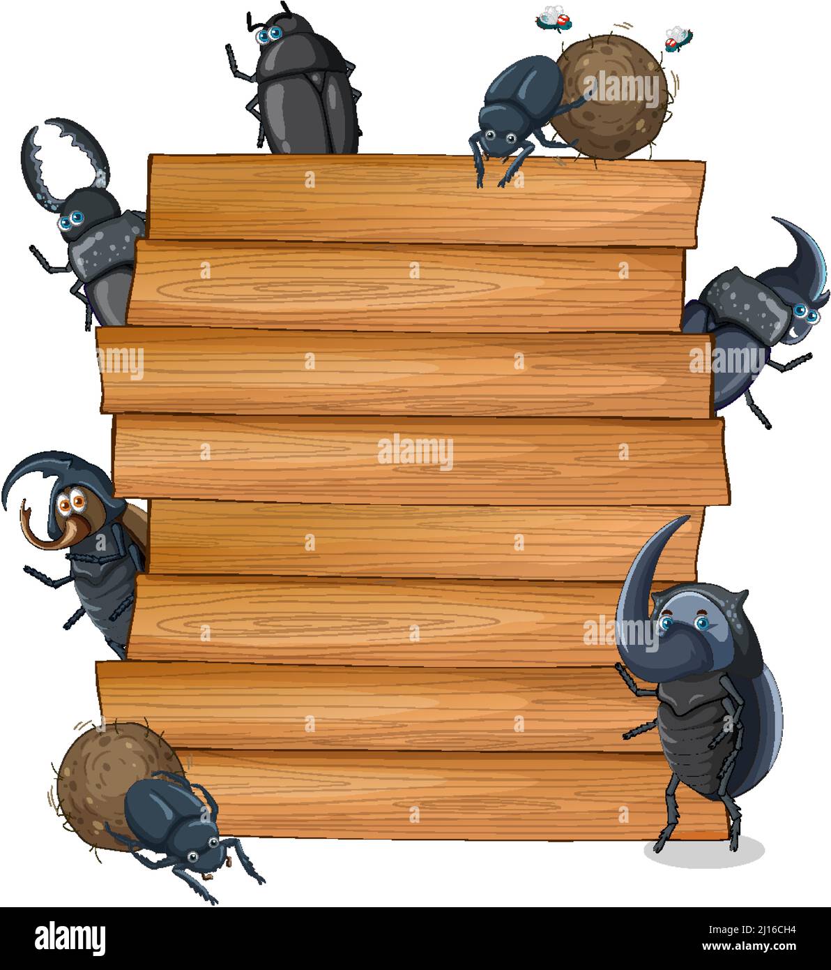 Insect with wooden frame board banner illustration Stock Vector Image ...