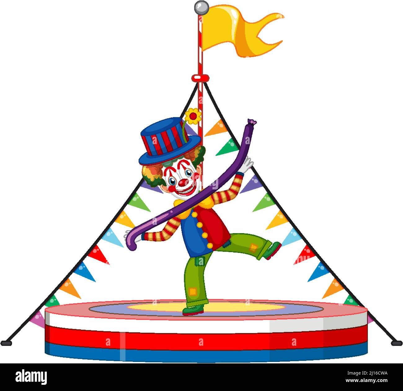 Clown perform on stage on white background illustration Stock Vector ...