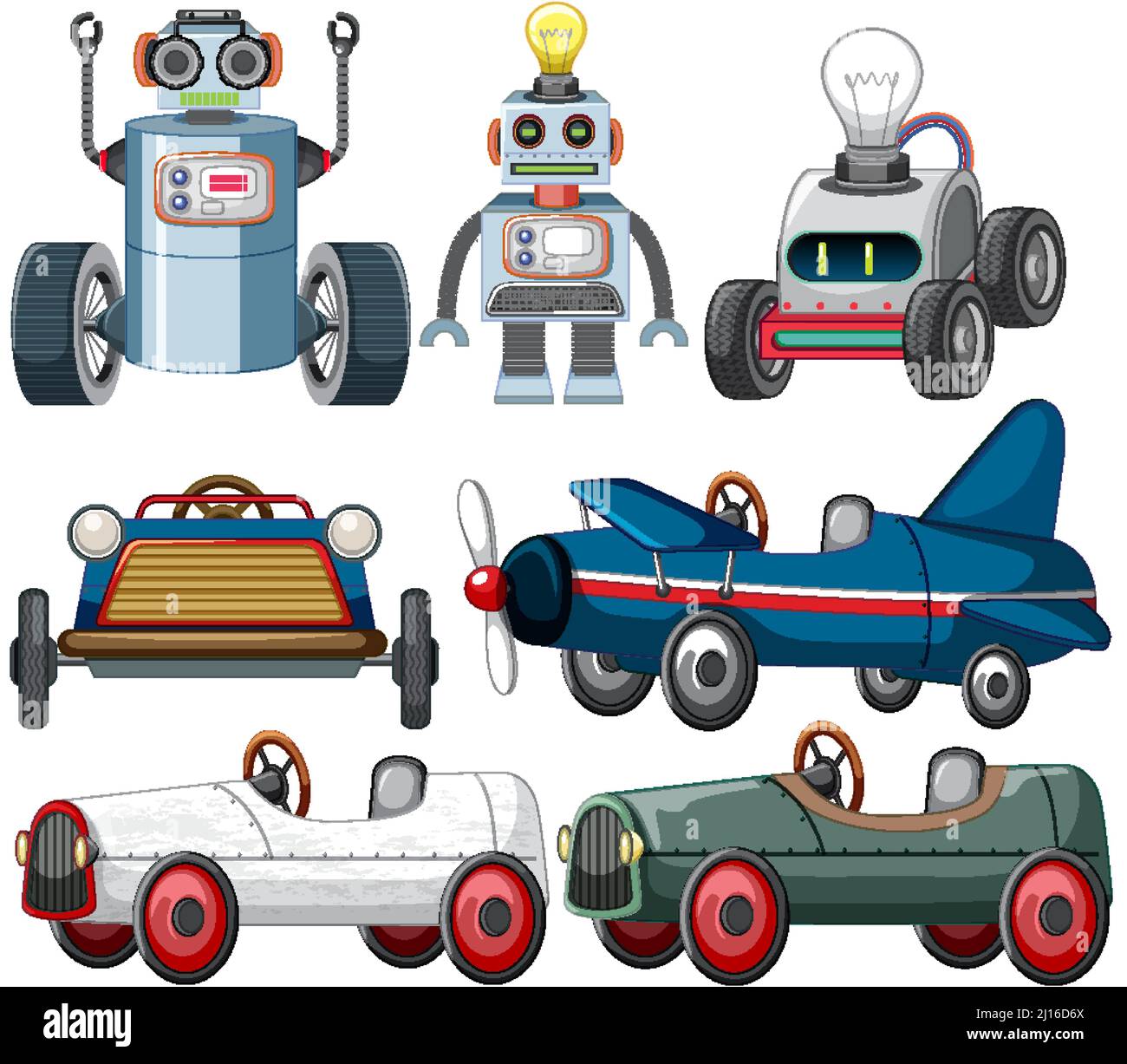 Set of different vintage robots illustration Stock Vector Image & Art ...
