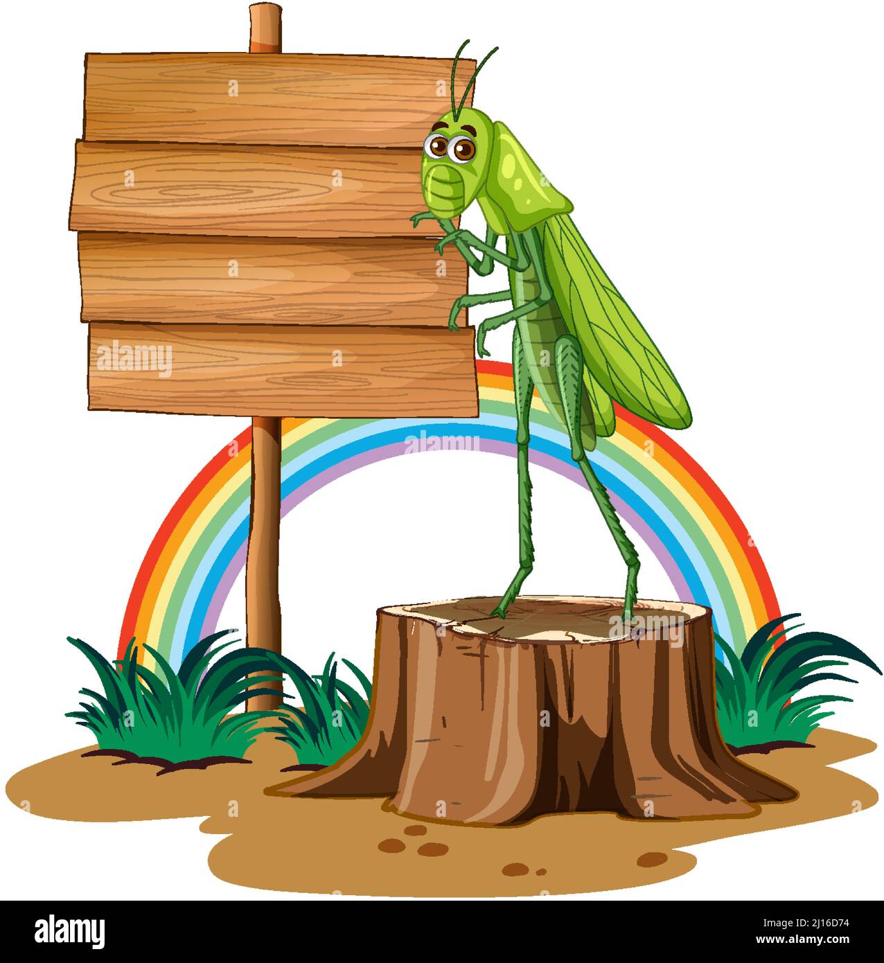 Sign board with grasshopper on white background illustration Stock ...