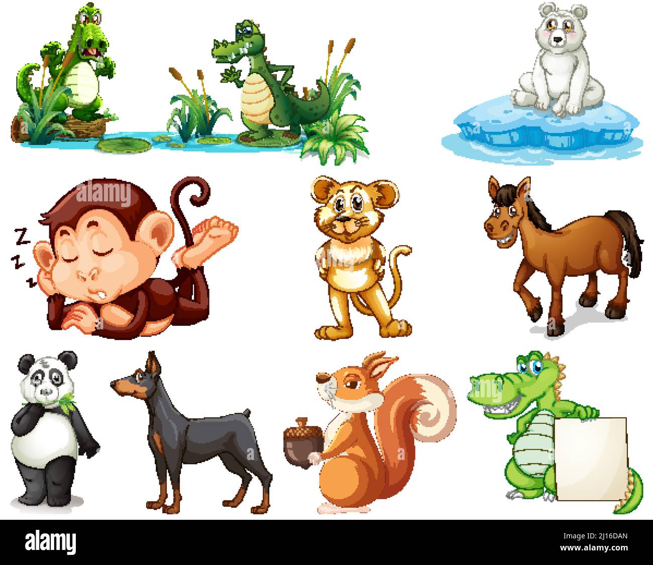 Set of animal cartoon character illustration Stock Vector Image & Art ...