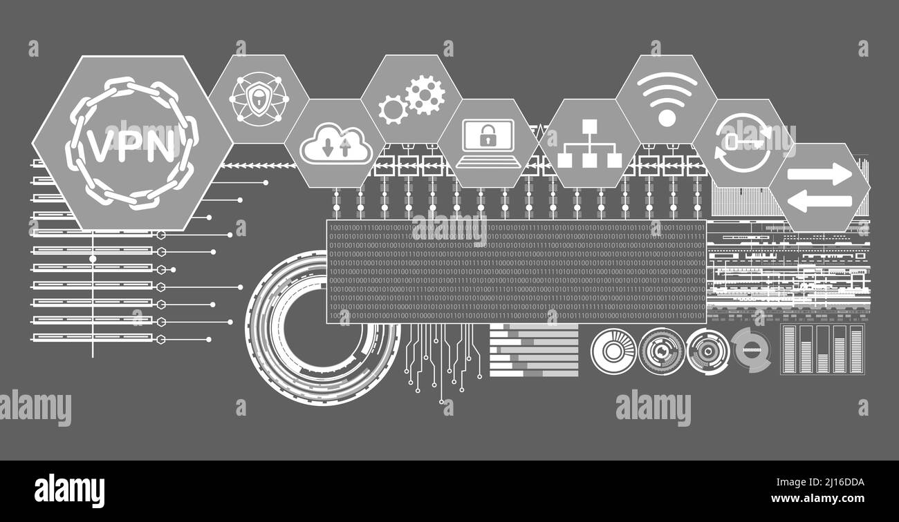 Concept of vpn with connected icons Stock Photo - Alamy