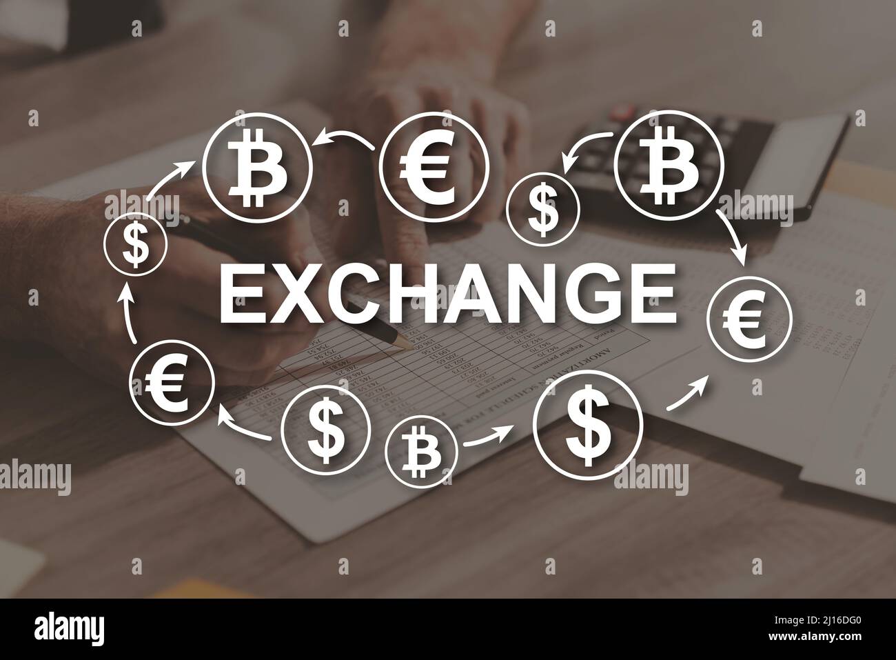 Exchange concept illustrated by a picture on background Stock Photo - Alamy