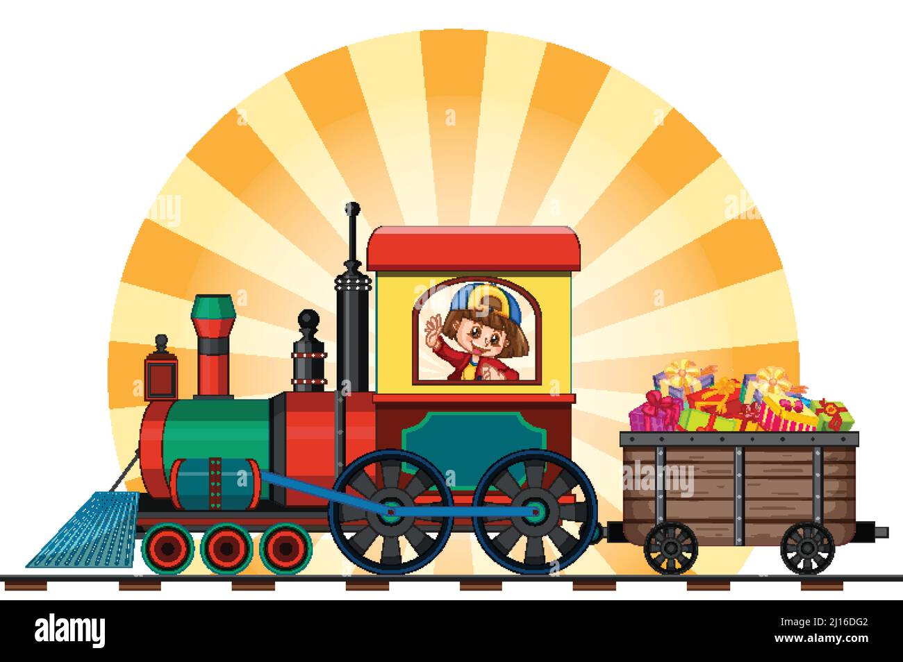 A kids in a train with present illustration Stock Vector Image & Art ...