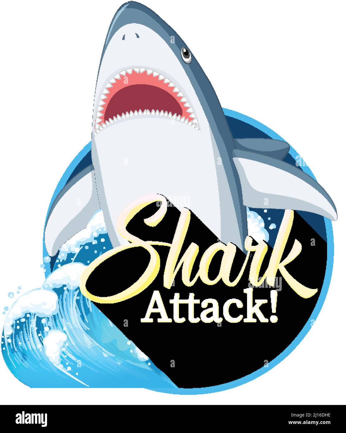 A Marine logo with big blue shark and Shark attack text illustration ...