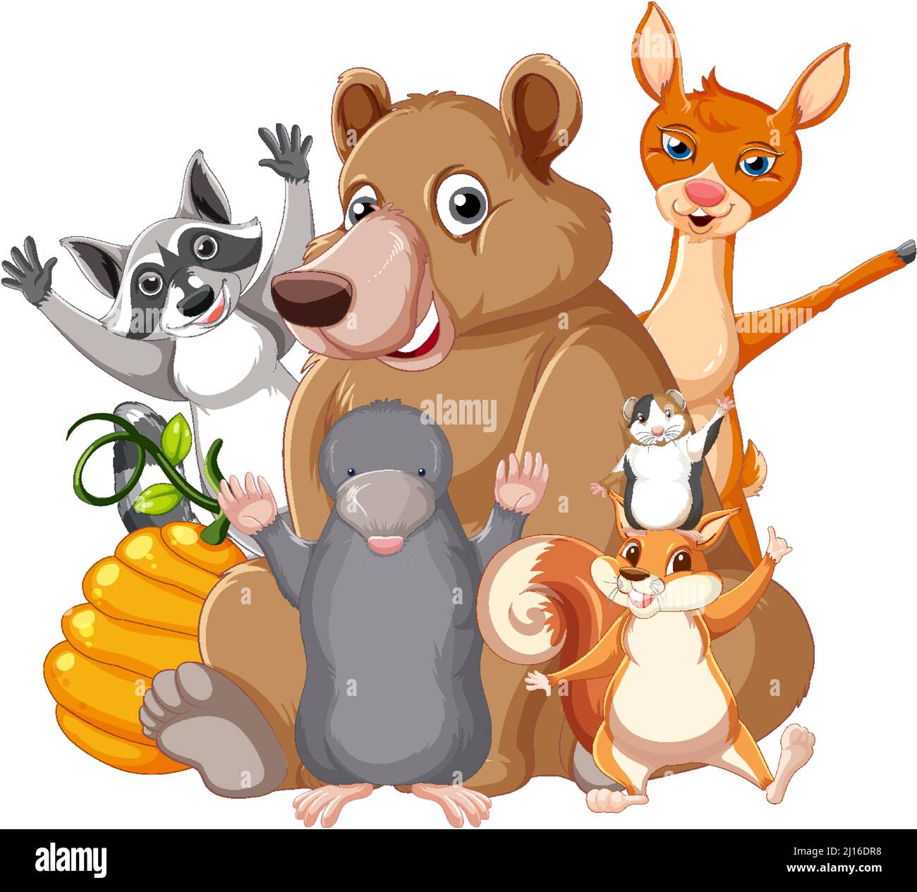 Cute animals with happy face illustration Stock Vector Image & Art - Alamy