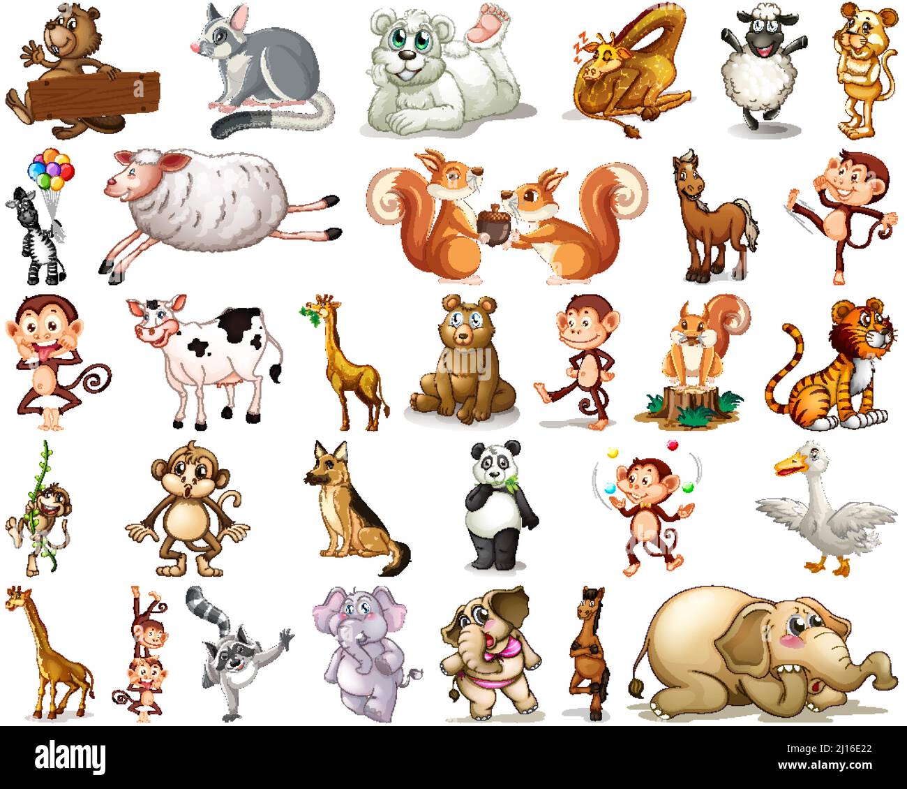 Set of animal cartoon character illustration Stock Vector Image & Art ...