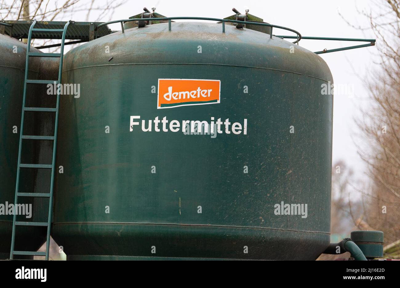 15 March 2022, Lower Saxony, Klein Süstedt: "Demeter feed" is written ...