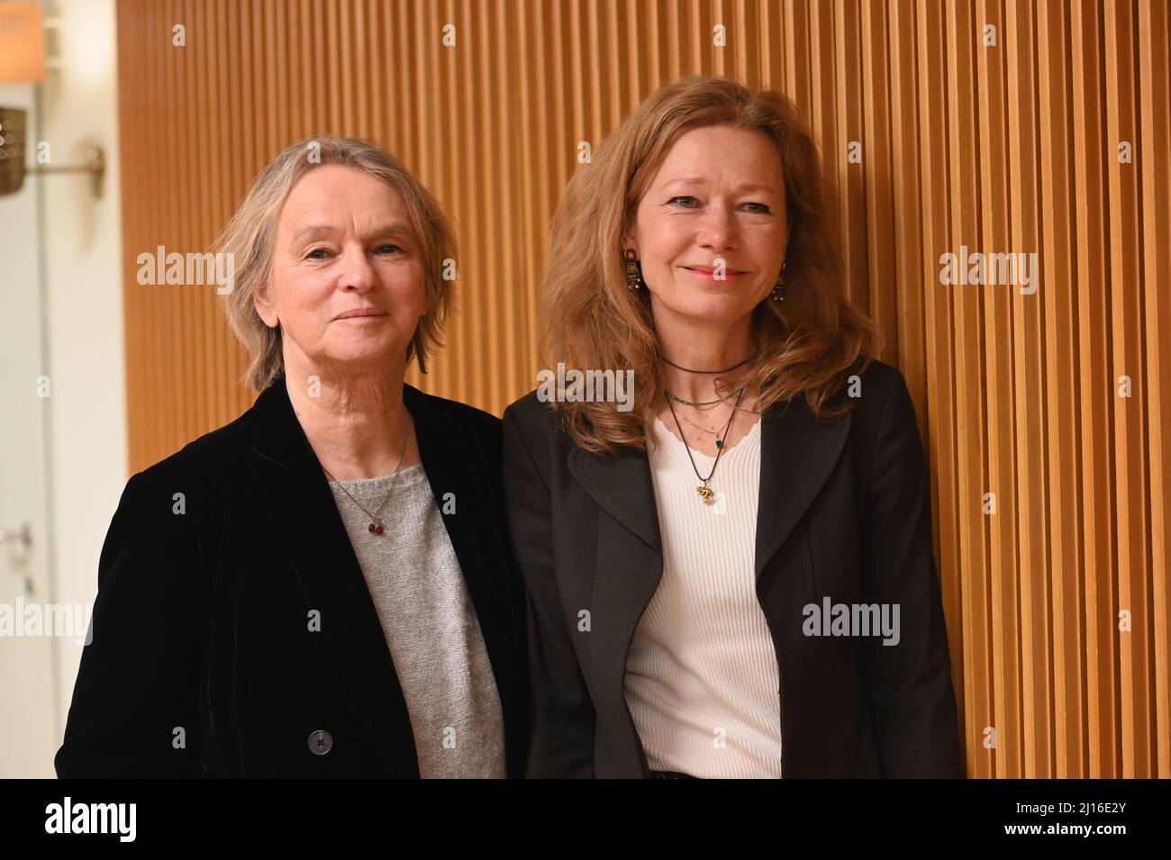 Cologne, Germany. 22nd Mar, 2022. Author Elke Heidenreich (l) and ...